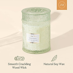 Sea Mint & Spruce Scented Candle, Peppermint Candle, Large Jar Candle Gift, Candle Gift for Holiday, Wood Wick Candle, 19.4 oz