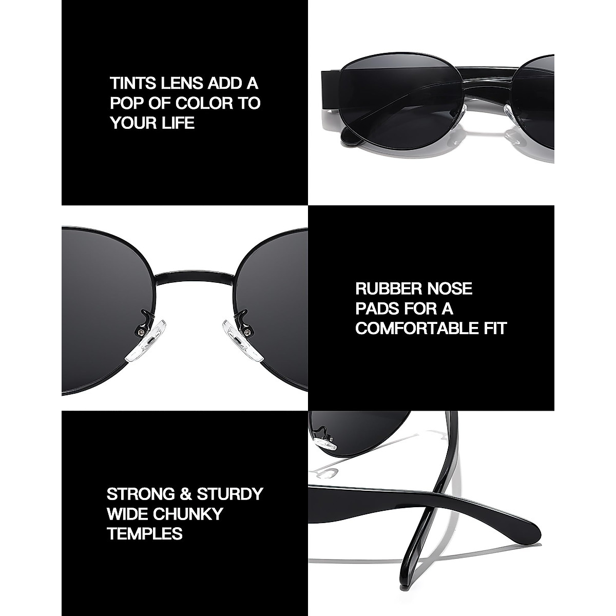 SODQW Retro Oval Sunglasses for Women, 90s Vintage Designer Ladies Shades Trendy Fashion Sun Glasses