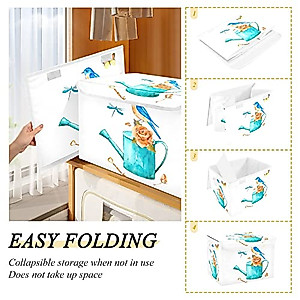 Towel Storage Bins with Lids for Home Butterfly Bird Storage Basket Large Photo Storage