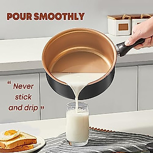 Cupertino 2 Quart Saucepan with Lid, Non Stick Copper Pot, 2 QT Small Pot for cooking, Sauce Pan Set Nonstick, Induction Compatible, Dishwasher & Oven Safe, PFOA Free