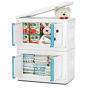 Zarler 2 Pack 19 Gal X-Large Collapsible Storage Bins, Folding Storage Bin Plastic Closet Organizers and Storage for Office Classroom Home