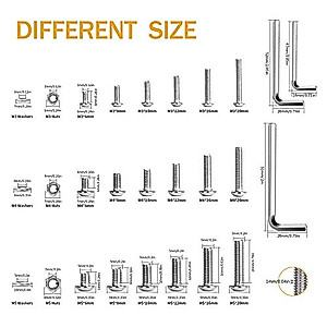 VIGRUE 900Pcs Screws Bolts Nuts Washers Hardware Assortment Kit,Metric M3 M4 M 5 Hex Button Socket Head Cap Screws Nuts Assortment Set Kit