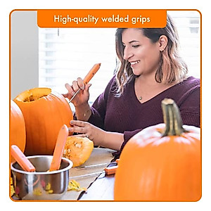 Halloween Professional Pumpkin Carving Kit - Extra Large Stainless Steel Tools (4 Pieces) - Pumpkin Carver for Adults & Kids, Pumpkin Sculpting Set, Halloween Party Decorating