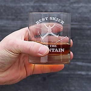 Best Skier - Whiskey Rocks Glass - Unique Skiing Themed Decor and Gifts for Mountain Lovers - 10.25 Oz Glasses