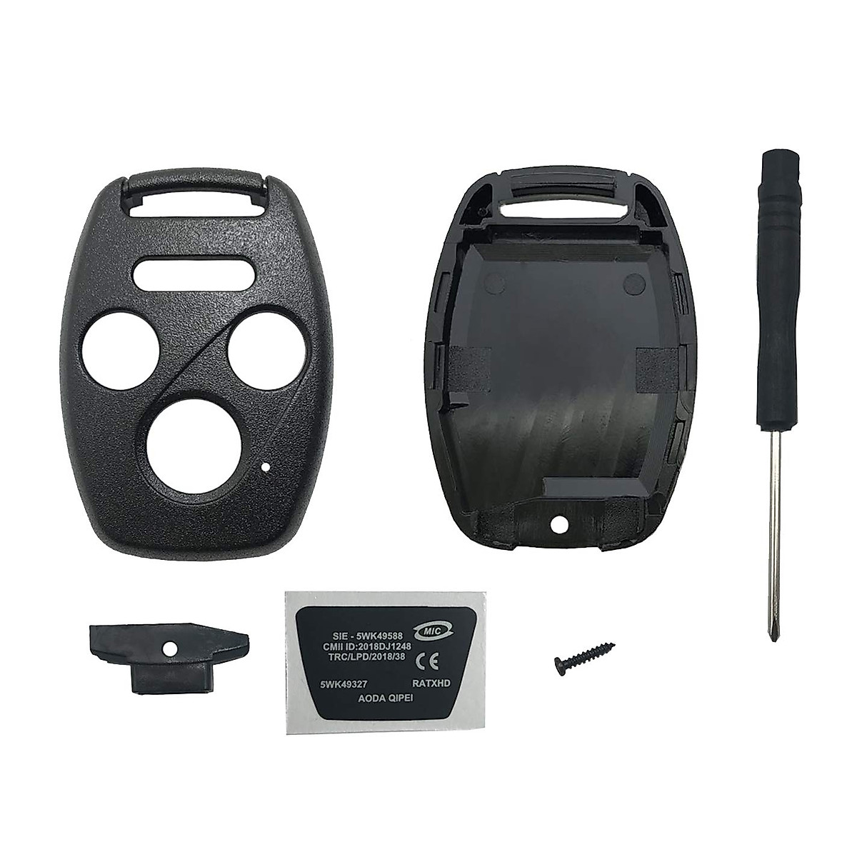 Cutting Not Required - Replacement Key Fob Shell Case Fit for Honda Accord Civic Ex Pilot CR-V 4 Buttons Keyless Entry Remote Car Key Housing with Screwdriver