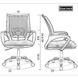 Payhere Executive Task Ergonomic Desk Home Computer Gaming Office Chair Mesh Working Chair with Mid-Back Lumbar Support Armrest Modern Adjustable Swivel Rolling Desk Chair for Women Men, Grey
