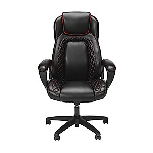 OFM Essentials Collection Racing Style SofThread Leather High Back Office Chair, in Red