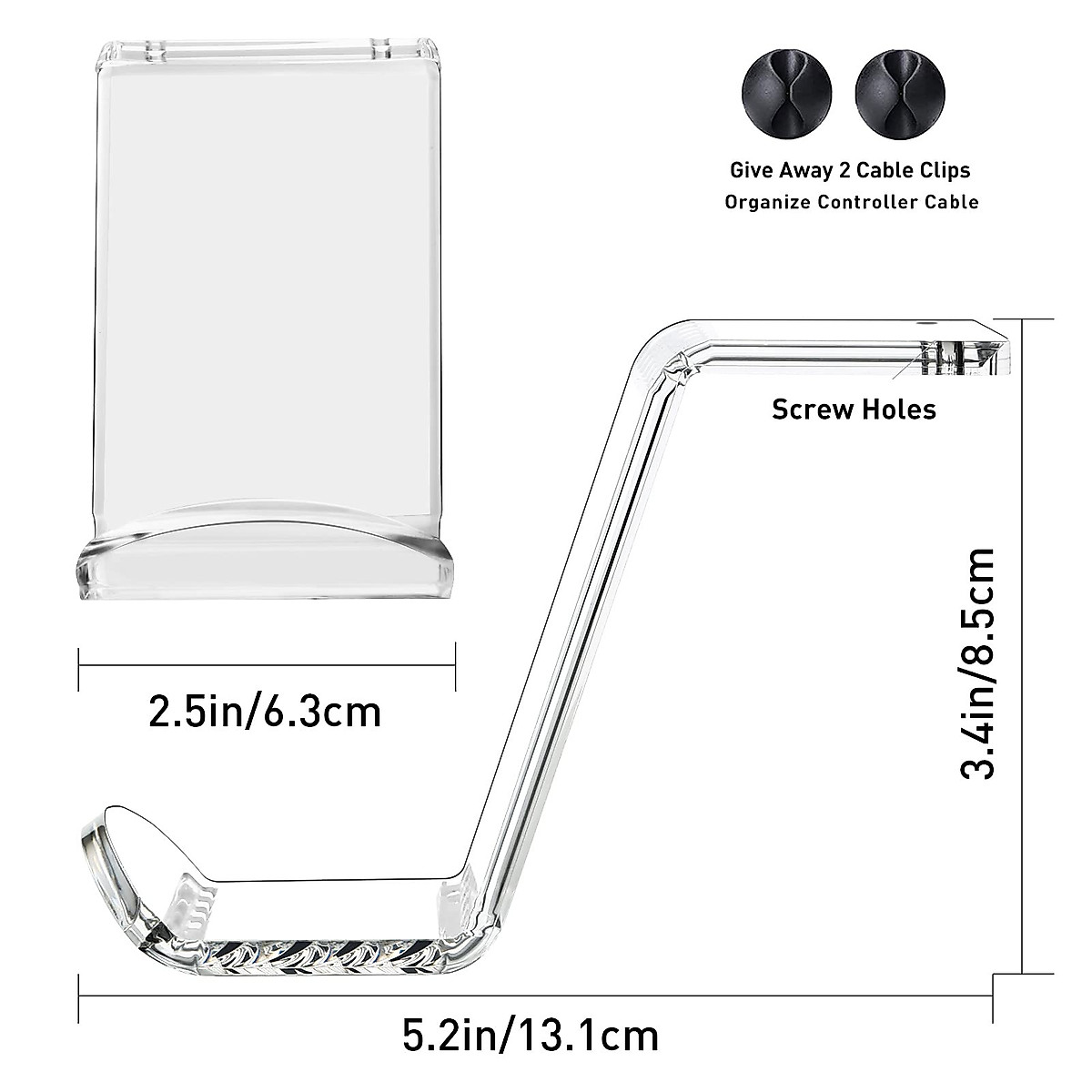 OAPRIRE Under Desk & Desktop Controller Holder Gaming Accessories (2 Pack), Universal Controller Stand for PS5 PS4 Xbox ONE STEAM PC (Crystal Clear)