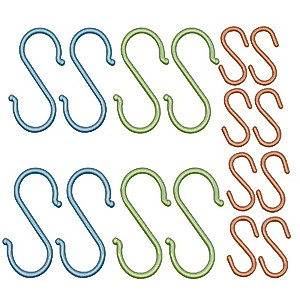 Maydahui 16 Pieces S Shape Plastic Hook Set of 8 Big Size 8 Small Size in Pink Green Blue for Storage Room Kitchen Bathroom