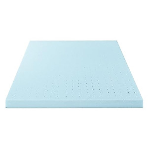 Best Price Mattress 4 Inch Ventilated Memory Foam Mattress Topper, Cooling Gel Infusion, CertiPUR-US Certified, Queen, Blue