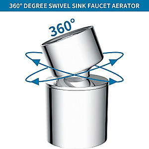Hibbent Faucet Aerator, 360° Twist and Swivel Kitchen Sink Aerator, Dual-function 2-Flow Sprayer Faucet Head, Big Angle Sink Sprayer Attachement, Faucet Replacement Part 55/64'' Female Thread, Chrome