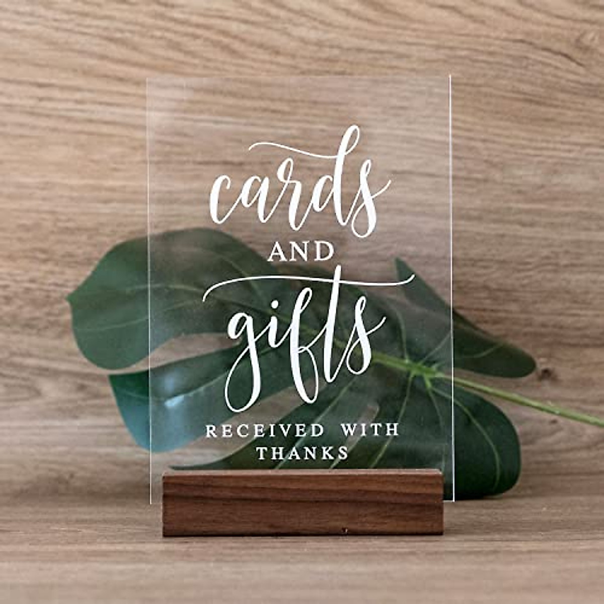 Acrylic Gifts and Cards Sign with Wood Stand- 5”x 7" Clear Acrylic Table Decoration Signs with Holder for Wedding Reception & Event Party Table Centerpiece Decoration