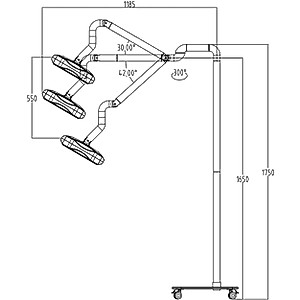 EustomA 30W LED Shadowless Light Mobile Type Portable Auxiliary Floor Lamp LED Cold Lamp with 12PCS High Power Light Sources