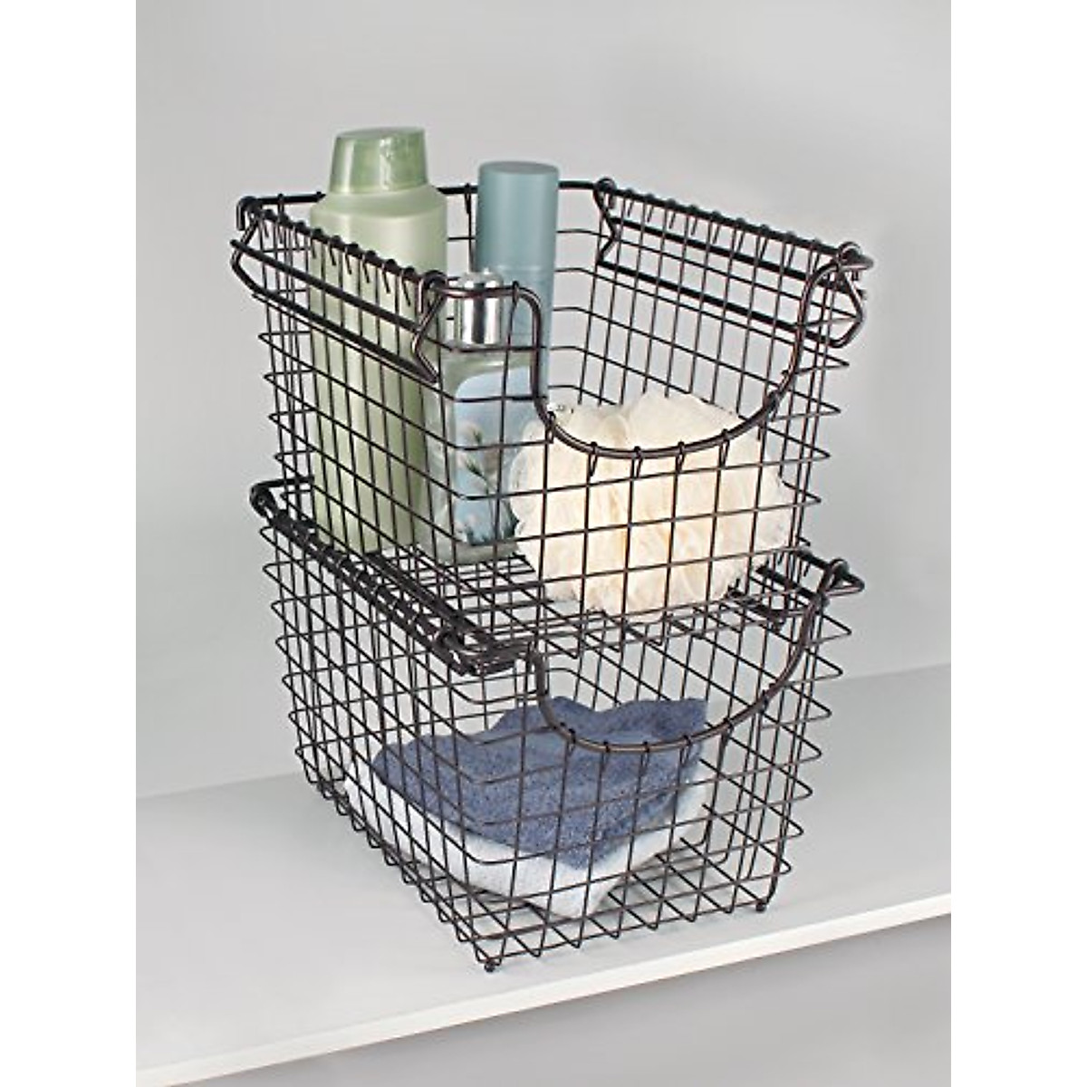 Spectrum Diversified Scoop Stacking Storage Basket, Small, Bronze