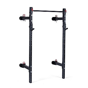 Titan Fitness T-3 Series 82-inch Wall Mounted Folding Power Rack, Space Savings Rack, Folds up to 5â€ from the Wall