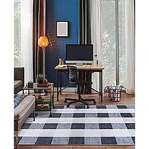 Rugshop Contemporary Checkered Stain Resistant Flat Weave Eco Friendly Premium Recycled Machine Washable Area Rug 5'x7' Gray