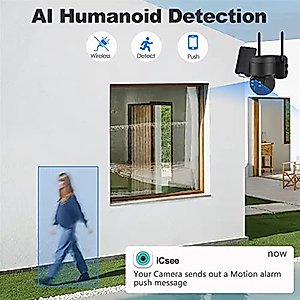 Security Camera Camera Security Camera WiFi Wireless Surveillance Cam With Rechargeable Battery Solar Panel PIR Human Detection PTZ 360° View Surveillance Camera with Spotlight ( Size : 2.5K Black x 6