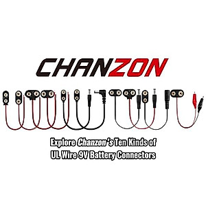 Chanzon UL Wires 9v Female Connector Battery Clip 2.1mm x 5.5mm Converter 9 Volt Power Eliminator Adapter Supply Plastic I Type 5 Pack Connection