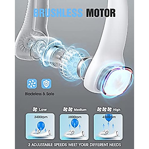 Bladeless Neck Fan, Portable Fan Rechargeable, Personal Fan, Hands Free Around the Neck Fan, 3 Speeds 4000mAh Battery Operated Wearable Cooling USB Hanging Neck Fan for Office, Travel, Outdoor