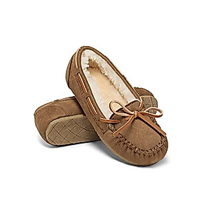 DREAM PAIRS Boys Girls KSL211 Slippers Faux Fur Indoor Outdoor Moccasin Kids House Shoes Size 3 Chesnut