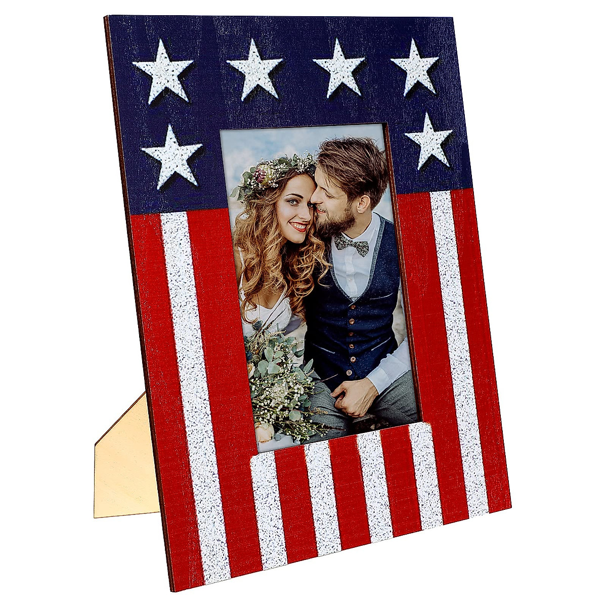ABOOFAN American Flag Picture Frame Independence Day Wooden Flag Frame Desktop Display Photo Frame Christmas Memories Day Gift Supplies (Suitable for 4X6)