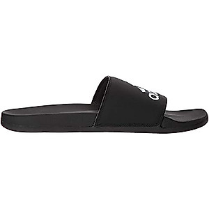 adidas Men's Adilette Comfort Slides Sandal, Black/Black/White, 10