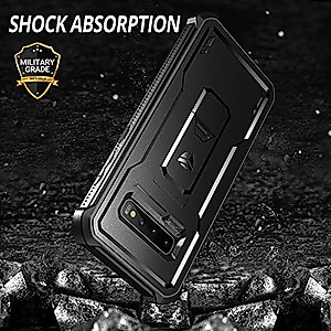 Dexnor for Samsung Galaxy S10+ Plus Case, [Built in Screen Protector and Kickstand] Heavy Duty Military Grade Protection Shockproof Protective Cover for Samsung Galaxy S10 Plus Black