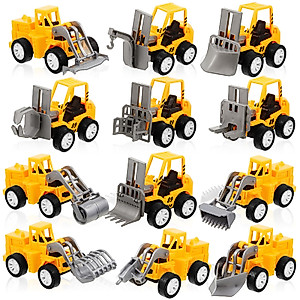 Sosation 36 Pcs Construction Engineering Trucks Small Digger Truck Toys Pull Back Vehicles Mini Excavator Toys Car Set for Kids Birthday Party Favors Boys Girls Gifts Cake Stocking Stuffers
