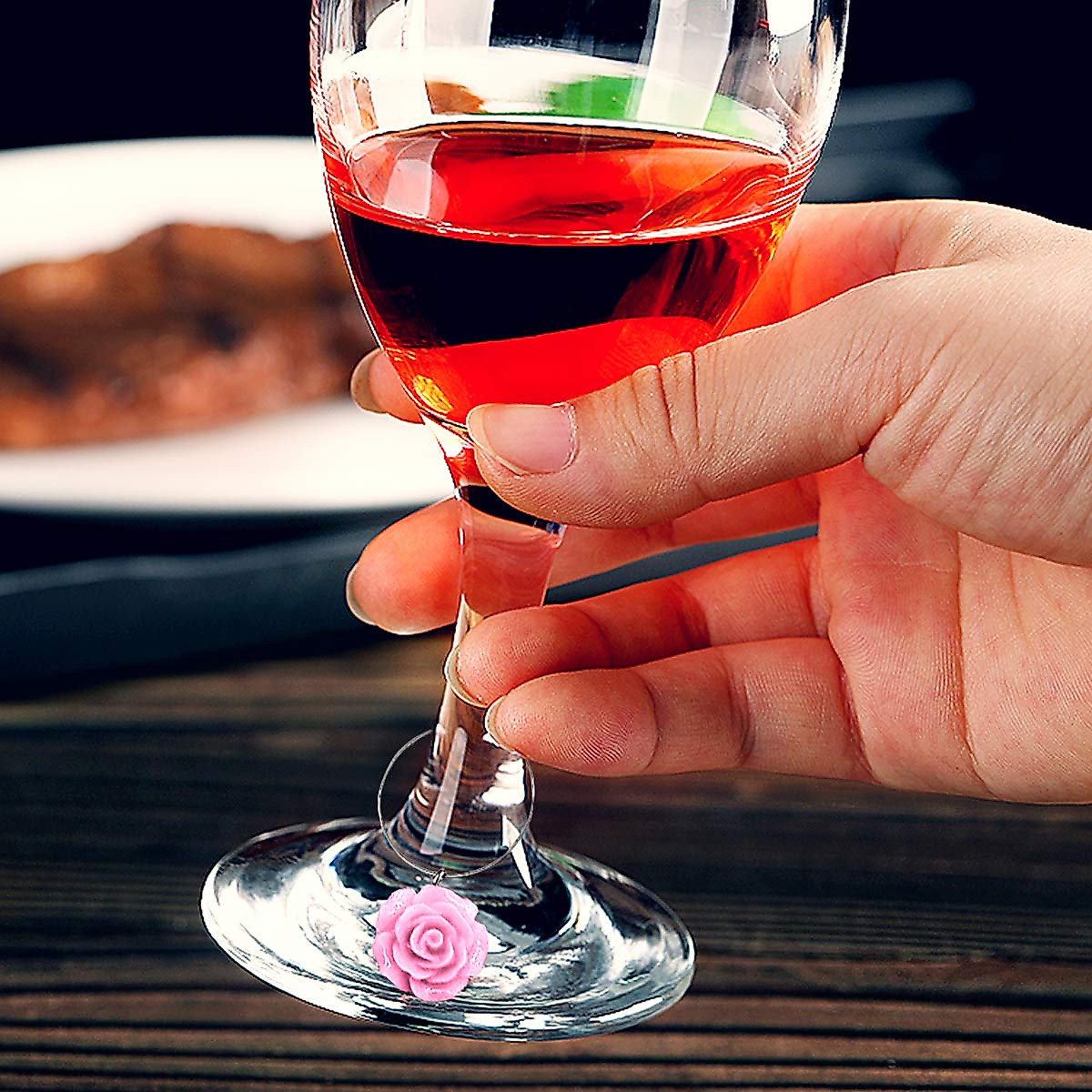 PheiLa Wine Glass Drink Markers for Cocktails Martinis Champagne Flutes, Wine Tasting Party Decoration Supplies Gift,