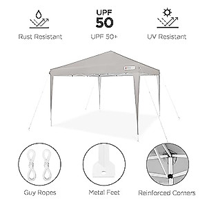 Best Choice Products 10x10ft Pop Up Canopy Outdoor Portable Folding Instant Lightweight Gazebo Shade Tent w/Adjustable Height, Wind Vent, Carrying Bag - Gray