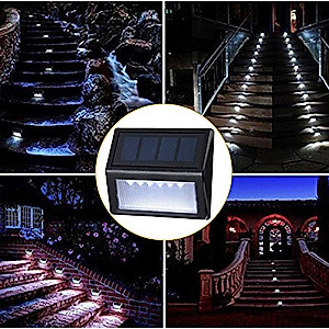 Homeyearn Outdoor Solar Step Lights with Larger Battery Capacity 8-Pack 6 LED Solar Powered Deck Lights Weatherproof Outdoor Lighting for Steps Stairs Decks Fences Paths Patio Pathway (White Light)