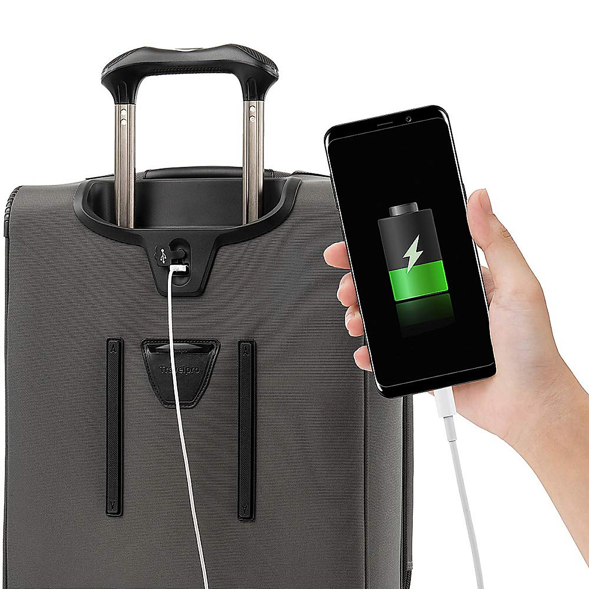 Travelpro Crew Versapack Softside Expandable 8 Spinner Wheel Carry on Luggage, USB Port, Men and Women, Jet Black, Carry on 21-Inch