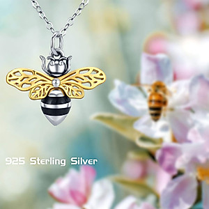 TRISHULA Cremation Jewelry 925 Sterling Silver Bee Pendant keepsake Urn necklaces for Women