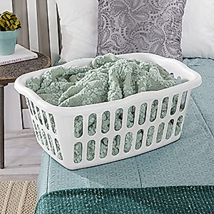 Sterilite 12459412 1.5 Bushel/53 Liter Rectangular Laundry Basket, White & Aqua Chrome, Assorted, 12-Pack , Green