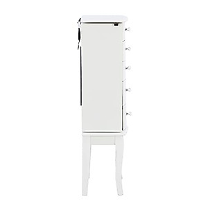 Powell Furniture Jewelry Armoire, White, 13"x 9.375"x 35.5"