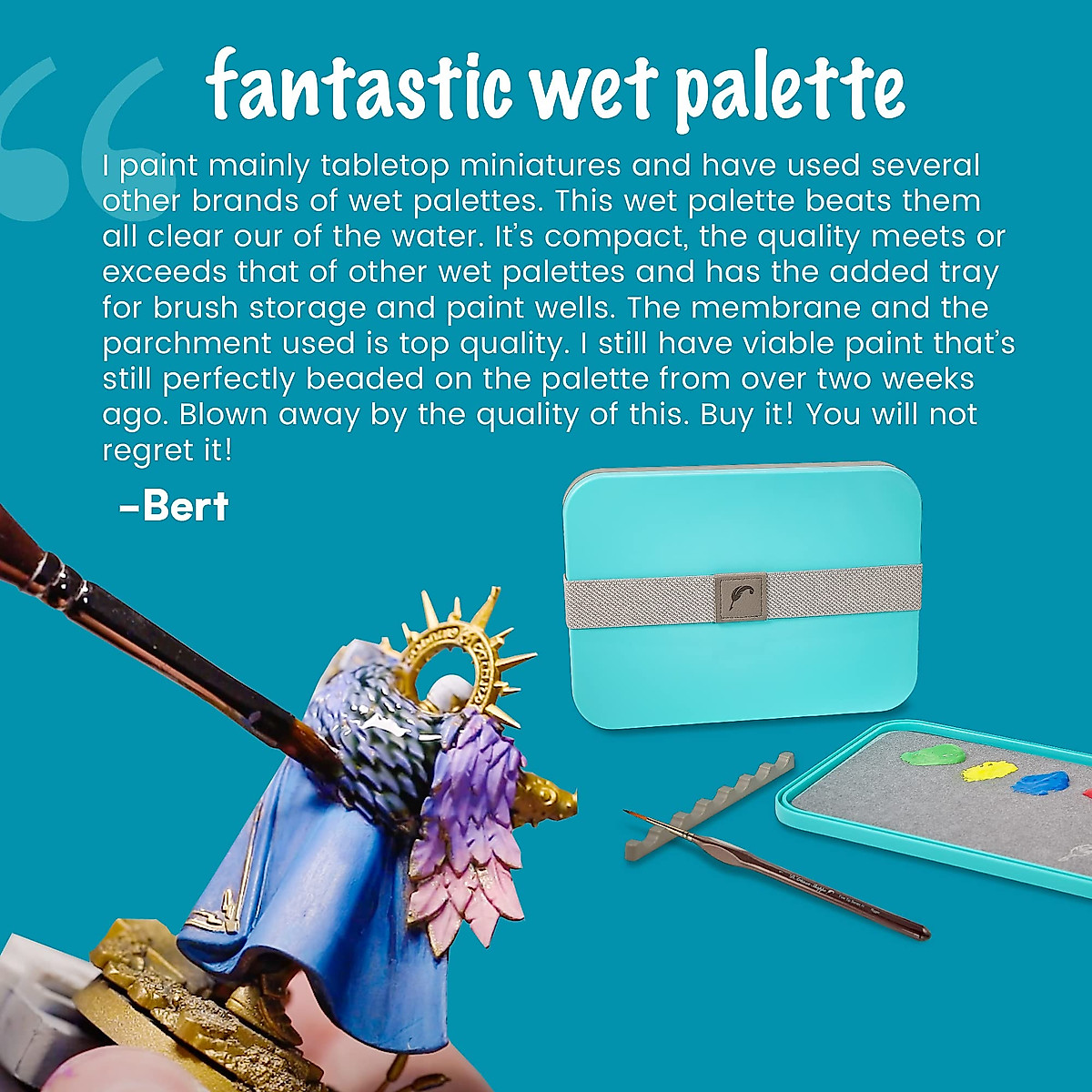 WetNDri Acrylic Paint Palette. Warhammer 40k Starter Set Stay Wet Palette for Miniatures. Paint Pallet, Miniature Painting Kit, 100 Palette Paper, 2 Paint Pallete Sponge, Warhammer 40k Miniatures