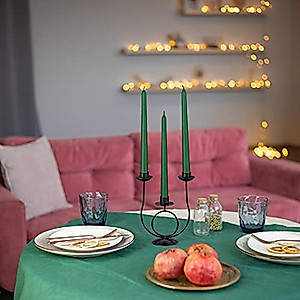 CANDWAX 10 inch Taper Candle Sticks Long Burning Set of 12 - Dripless Dinner Candles for Table Look Like Matte Metallic Candles and are Ideal for Any Occasion - Green Metallic Candles