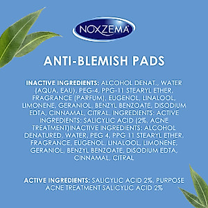 Noxzema Ultimate Clear Face Pads Clears & Prevents Acne Anti-Blemish Made with Over 60% Alcohol 90 Count, Pack of 6