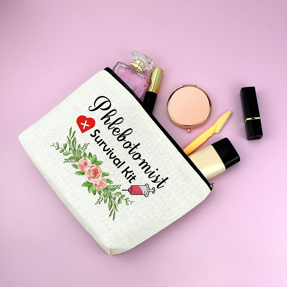 Mxrymvu Phlebotomist Gifts for Women Makeup Bag Phlebotomy Technician Gifts Phlebotomy Graduation Gift Makeup Bag Nurses Practitioner Bag Appreciation Gift for Phlebotomist Travel Makeup Pouch