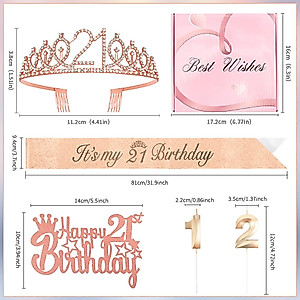 XZtimes Birthday Crown, 21st Birthday Decorations, Birthday Sash, Gifts for Her, Birthday Tiara, Cake Topper, Headband Party Favors Accessory