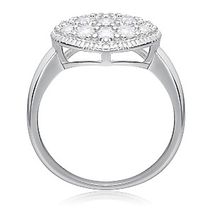 MORGAN & PAIGE .925 Sterling Silver Pavé-Set Cubic Zirconia Heart Ring - Size 7