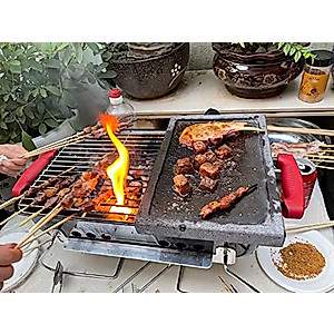 Lava Grill Steak Lava Stone,Lava Hot Stone,Grilling Stone,Tabletop Grill Cooking Stone,11.8x7.9 x1in Steak Lava Stone Stone Grilling Plate for Oven and Barbecue Cooking Meat,Fish,Vegetable and Pizza