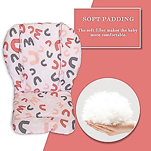 Twoworld High Chair Cushion, Large Thickening Baby High Chair Seat Cushion Liner Mat Pad Cover Breathable (Pink Letters)