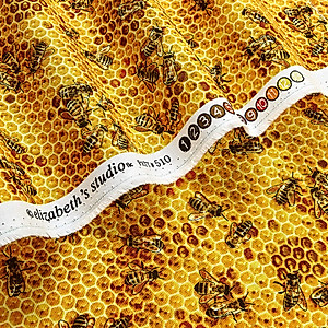 Bees and Flowers Honeycomb Honey, Fabric by the Yard
