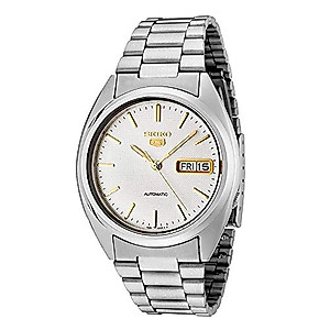 SEIKO Men's SNXG47 5 Automatic White Dial Stainless Steel Watch
