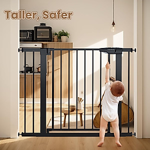 Mumeasy 36" High Extra Tall Dog Gate, 29.6"-40.5" Wide Pressure Mounted Tall Baby Gate for Dog, Auto Close Pet Gate with Door for Stairs,Doorways,House,Black