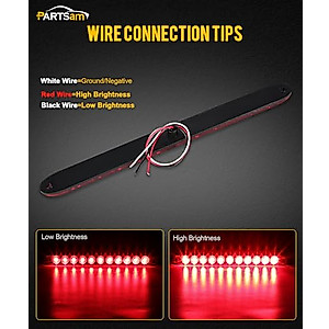 Partsam 1PC Red 15" 11 LED Light Bar Stop Turn Tail 3rd Brake Light Truck Trailer Identification ID Bar Waterproof DOT Compliant
