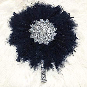 Handmade Custom African Bride Wedding Fan with Sequins Stones Nigerian Wedding Feather Fan for Photo Props Party Wedding Favors