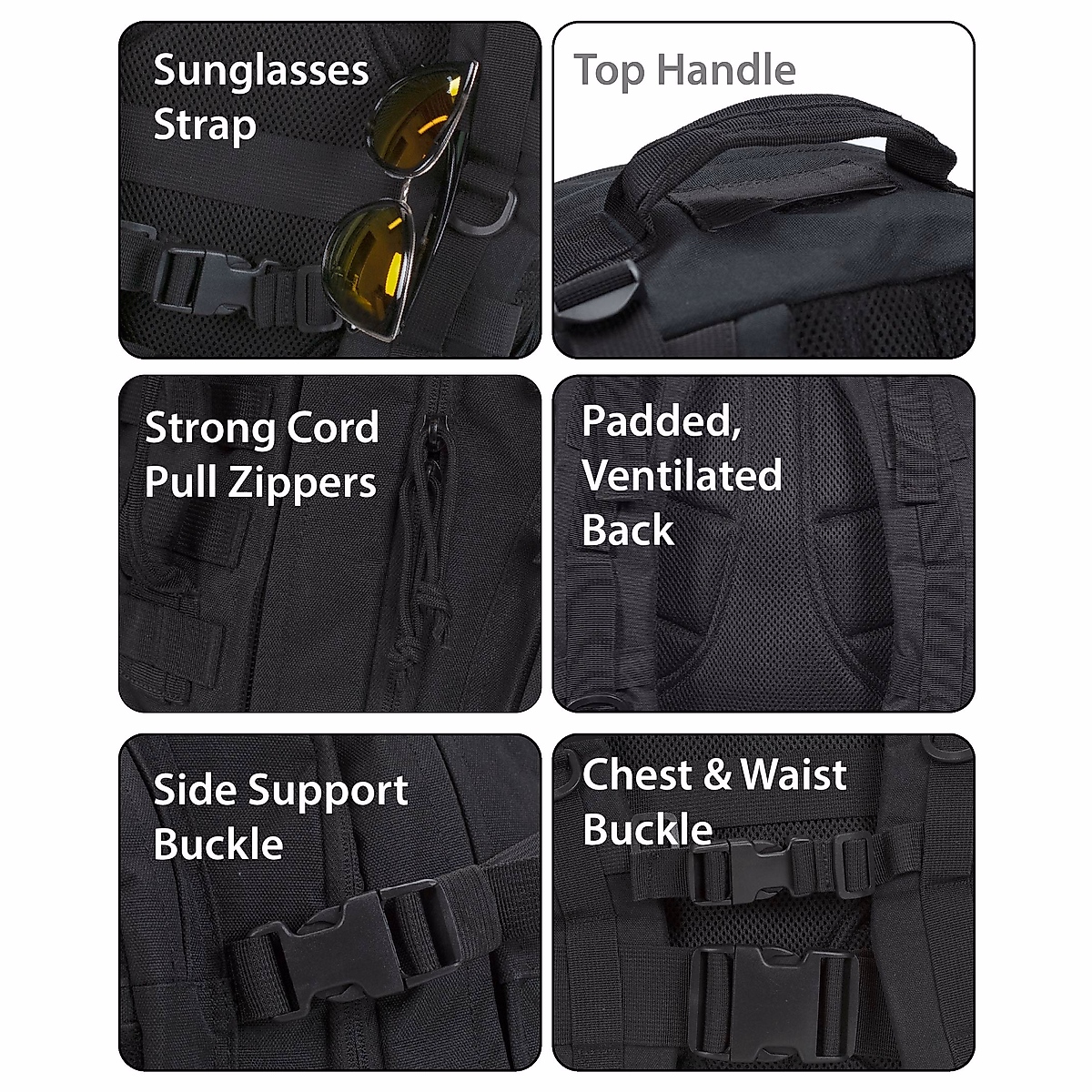 Rockland Military Tactical Laptop Backpack, Black, Large