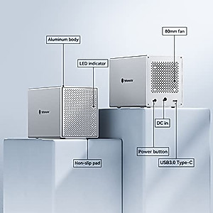 Yottamaster Aluminum 5 Bay USB3.1 Type C External Hard Drive Enclosure for 3.5 2.5 Inch SATA HDD SSD Support 5 x 16TB, Mac Style Direct Attached Storage (DAS)- NO RAID [PS500C3]